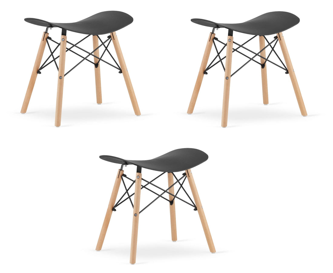 Valora CORFU Stool Black Ergonomic Design Wooden Legs x3 – Valora Goods
